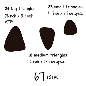 The Boho Design Vieli Arte Filled Triangles Hand Drawn. Wall Vinyl Sticker Decal Decor Nursery 67 psc. Adhesive Tribal Triangle for Kids Baby Bedroom Decoration (Black)