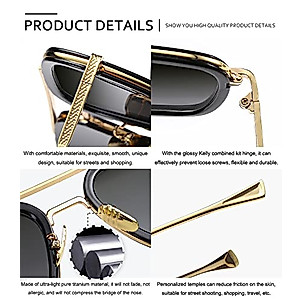 SHEEN KELLY Retro Tony Stark Sunglasses Vintage Square Metal Pilot Eyeglasses Men Women Spider Man