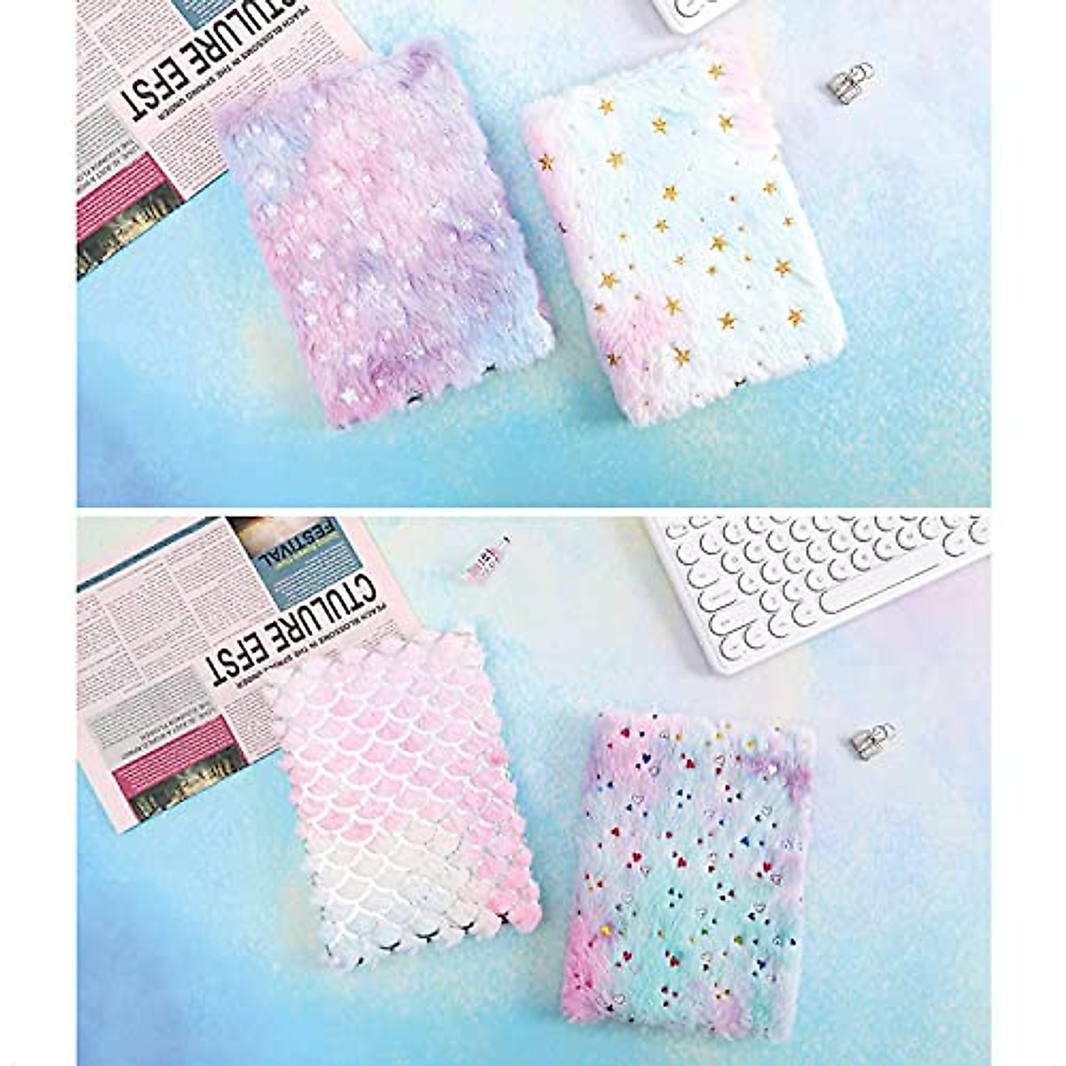 Garden Miller Plush Journal for Girls Ages 6-8-10-12, Kids & Teens Notebook Journals for Writing, Self-Expression & Creativity, Gift for Kids Girls, 8.5"x6",160 Pages(Colorful Heart)