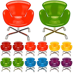 12 Pieces 1:6 Scale Dollhouse Miniature Plastic Chair Colorful Miniature Chair Dollhouse Furniture DIY Mini Armchair Backrest Swivel Egg Chairs for Dolls Dollhouse Accessories Decoration, 6 Colors