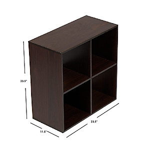 Home Basics Open and Enclosed Cube MDF Storage Organizer, Espresso (4 Cube)