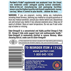 Puritans Pride Double Strength Omega-3 Fish Oil 1200 Mg, 180 Count