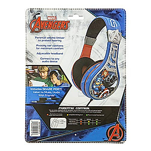 eKids Avengers Kids Adjustable Headband, Stereo Sound, 3.5Mm Jack, Volume Limited Headphones for School, Home, Travel
