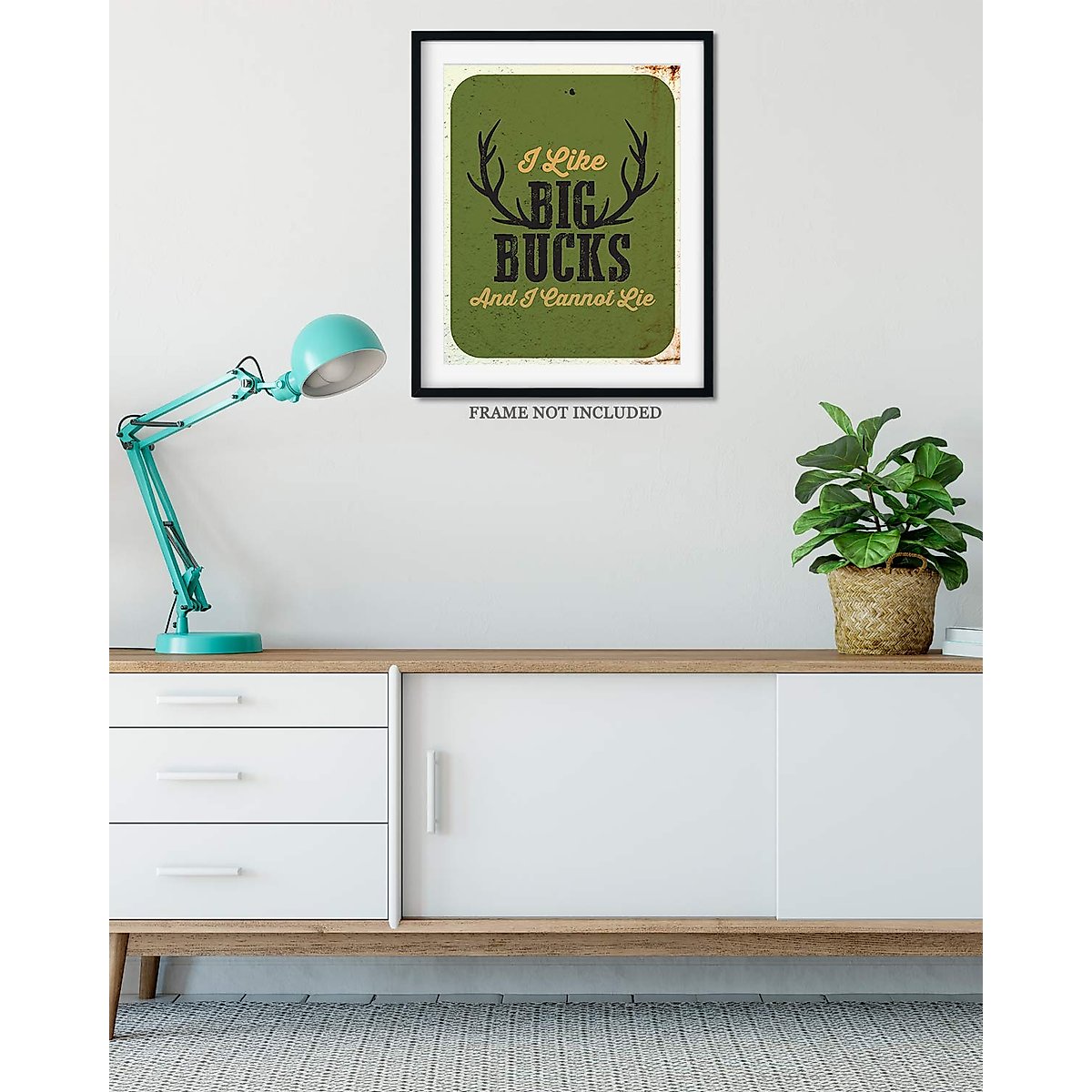 Govivo I Like Big Bucks And I Cannot Lie - Wall Decor Art Print with a green background - 8x10 unframed artwork printed on photograph paper
