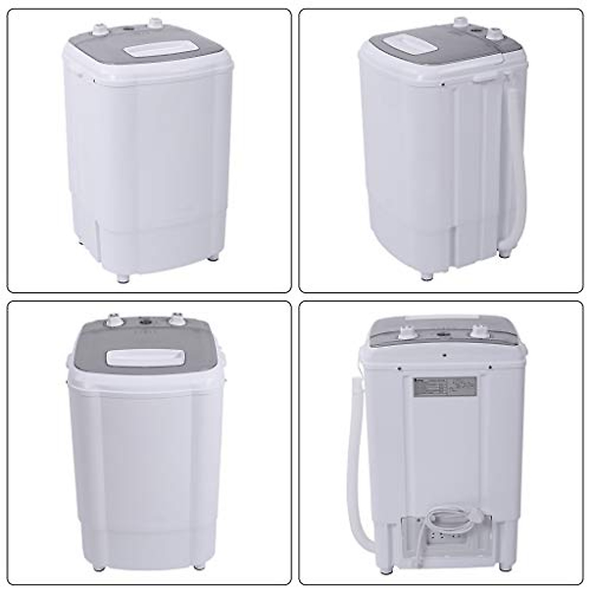 Portable Mini Compact Single Tub Washing Machine 10lbs Washer Spinner Washing Machine with Wash and Spin Cycle, Space Saving Full-Automatic Washer for Camping, Apartments, Dorms, College Rooms, RV's