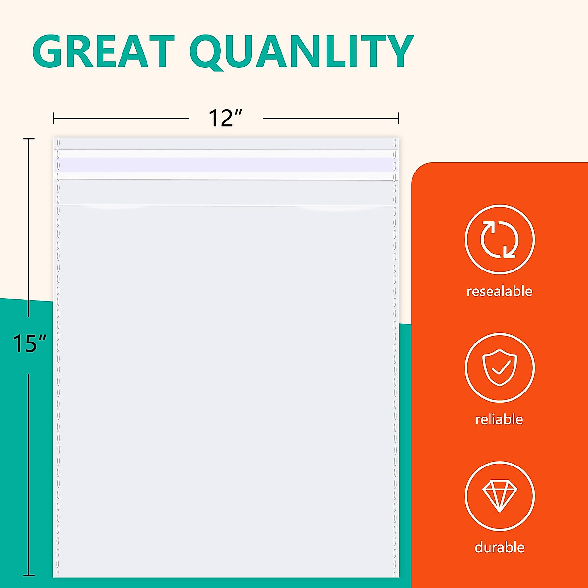 iMailer - 100 Pcs - 12" x 15" Large Cellophane Bags - Resealable Self Sealing Clear Cello Poly Bags for Prints, Photos, Documents, Clothing, T-Shirt