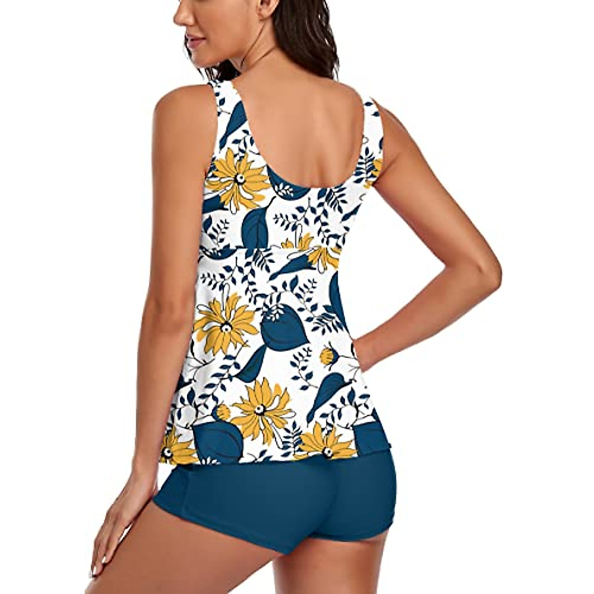 Omichic Modest Tankini Swimsuits for Women Two Piece Bikini Tank Top with Boyshorts Tummy Control Bathing Suits