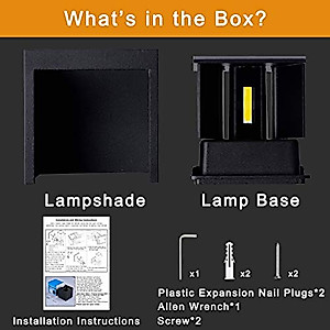 LANFU LED Aluminum Waterproof Outdoor Wall Sconce, 6W 100-277V 3000K Cube Square Warm Light 2 LEDs Black 6W Outside Wall Lights for House Patio