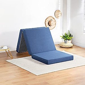 Olee Sleep 4 Inch Tri Folding Memory Foam Topper Blue, Cot
