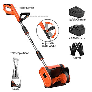 MAXLANDER Cordless Snow Shovel, 20V 11-Inch Electric Battery Snow Blower with Adjustable Handle (4.0Ah Battery, Charger and Cover Included)