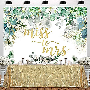 Sensfun Miss to Mrs Bridal Shower Backdrop Greenery Eucalyptus Leaves Floral Wedding Background Bride to Be Engagement Party Decorations Banner Photo Booth 7x5ft