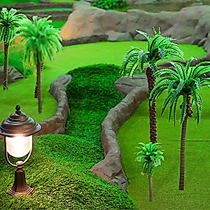 48 Pieces Plastic Model Tree Layout Rainforest Train Palm Tree Green Model Coconut Trees for Outdoor Home Garden Decoration