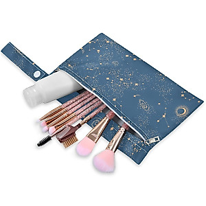 2 PCs Wet Dry Bag Moon Star Space Constellation Pattern Waterproof Wet Bag Cloth Reusable Diapers Wet Swimsuit Bag for Toiletries Travel Beach Pool Stroller Gym