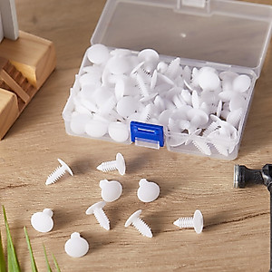 100 Pieces Patio Strapping Rivets Fasteners 3/4" Length Medium Multi Gauge Rivet for Patio Lawn Chair Webbing Repair Strap for Outdoor Furniture Lounge 1/4 Inch Hole (White)