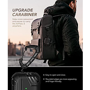 MOBOSI AirPods 3rd Generation Case 2021, Hard Shell Design Full-Body Protective Vanguard Armor Military AirPod 3 Case Cover with Keychain for AirPod Case 3rd Generation Case [LED Visible], Black
