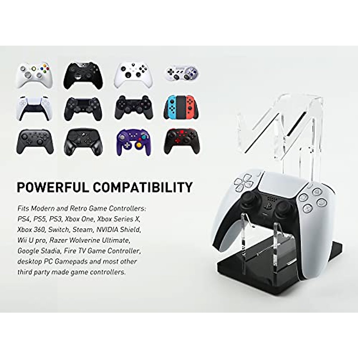 OAPRIRE Universal Dual Controller Holder for PS4 PS5 Xbox ONE Switch, Controller Stand Gaming Accessories, Build Your Game Fortresses (Crystal Black)