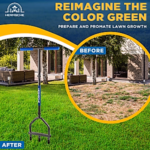 Hermsche Lawn Aerator Coring Tool Plug Aeration Manual 3 Core with Slope Top Half-Open Slot Hollow Tine Plug Core Aerators Heavy Duty Tool for Compacted Soils and Lawns Yard Garden