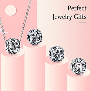 EZ Tuxedo Letter C Charms 925 Sterling Silver Alphabet Bead for Bracelets Spell Your Word