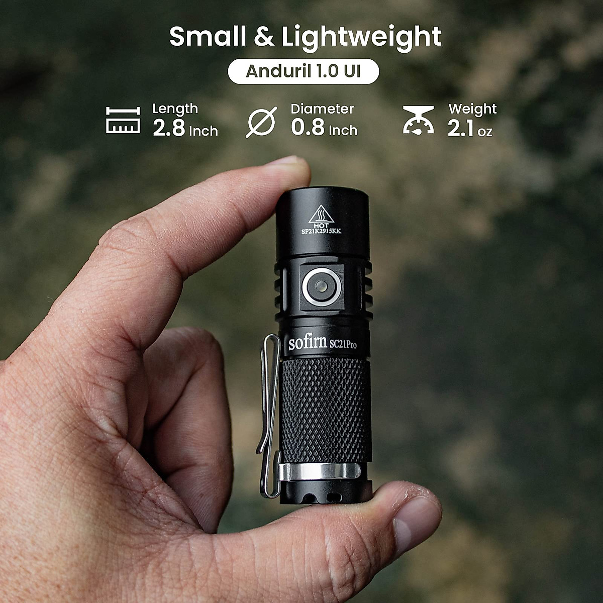 sofirn Mini Flashlight, SC21 Pro 1100 High Lumen with Upgraded Anduril UI, Small Pocket EDC Light with Super Bright 90 High CRI LH351D LED, USBC Rechargeable