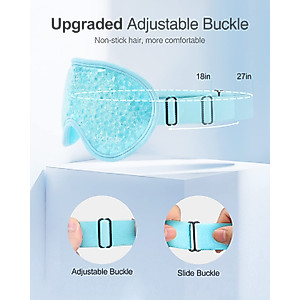 Luxtude Gel Eye Mask Cooling Eye Mask for Dry Eyes 2PCS, Heated Warm Eye Ice Pack Reusable Gel Sleep Mask, Frozen Cold Eye Compress for Puffiness/Dark Circles/Headaches/Allergies (Blue)