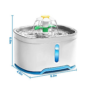 Stainless Steel Pet Water Fountain with Adapter, Upgraded Version 84oz/2.5L Automatic Cat Water Fountain Dog Water Dispenser with Ultra-Quiet Pump for Cats, Dogs, Birds, Multiple Pets (Blue)