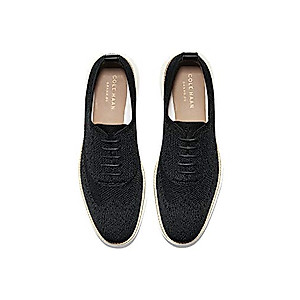 Cole Haan Men&#039;s Original Grand Knit Wing TIP II Sneaker, BLACK/IVORY, 9 M US