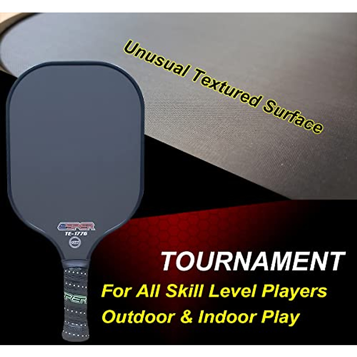 Pickleball Paddle Graphite Textured Surface for Spin,USAPA Approved,Pro Pickleball Racquet Lightweight,Carbon Fiber Pickleball Racket,PP Core,for Any Skill Level Players Indoor & Outdoor Tournament