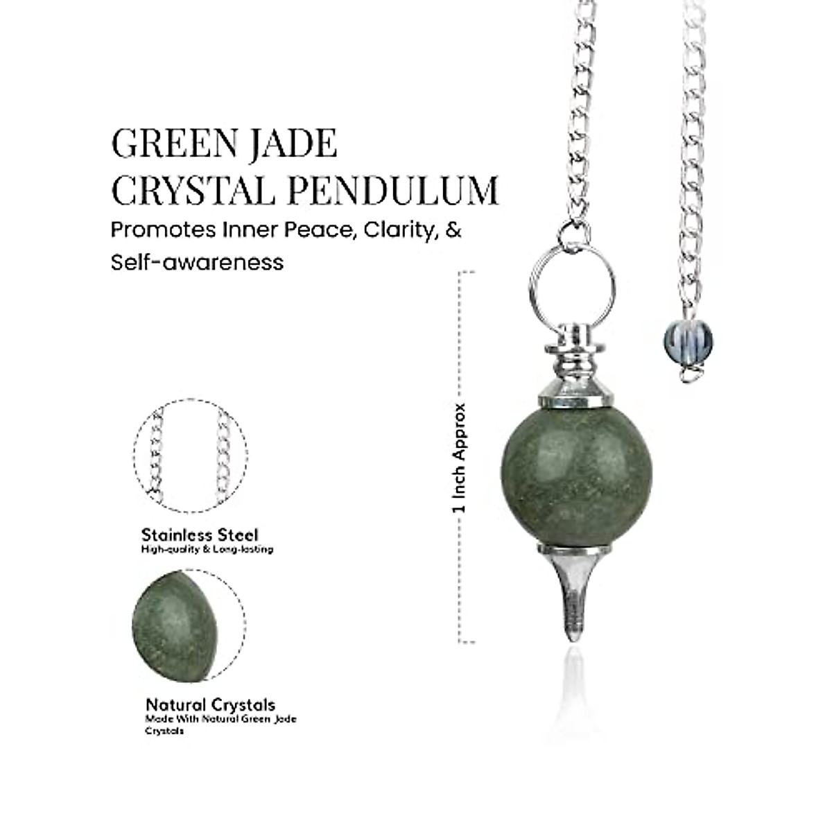 Green Jade - Dowsing Pendulum - Crystal Pendulums - Divination Tools - Healing Crystals - Celtic Pendulum - Scrying Crystal - Reiki Supplies - Crystal Gift