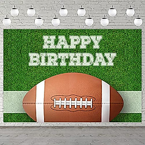 American Football Happy Birthday Decorations Banner Backdrop Rugby Players Sports Touchdown Theme Favors Supplies Decor for Fan Man Boy 1st Birthday Party Baby Shower Flag Background