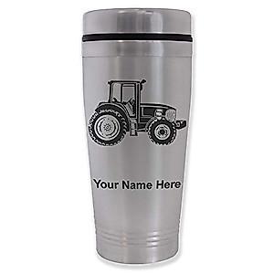 LaserGram 16oz Commuter Mug, Farm Tractor, Personalized Engraving Included