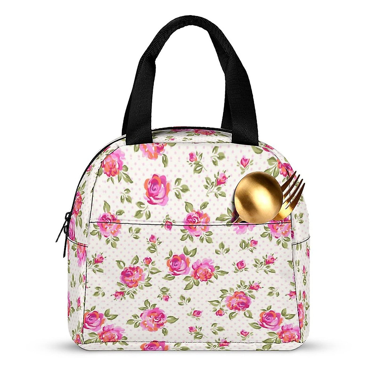 Roses Lunch Bag for Women Men, Insulated Meal Bag, Lunch Tote Bag for Work Outdoor