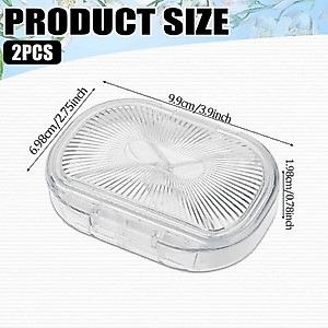 Qianyu 2 Pcs Small Storage Case Hair Tie Organizer Portable Travel Cotton Swab Container Daily Vitamin Pill Rectangle Clear Flosser Dispenser for Tiny Item Hair Accessories Home Offices Business Trip