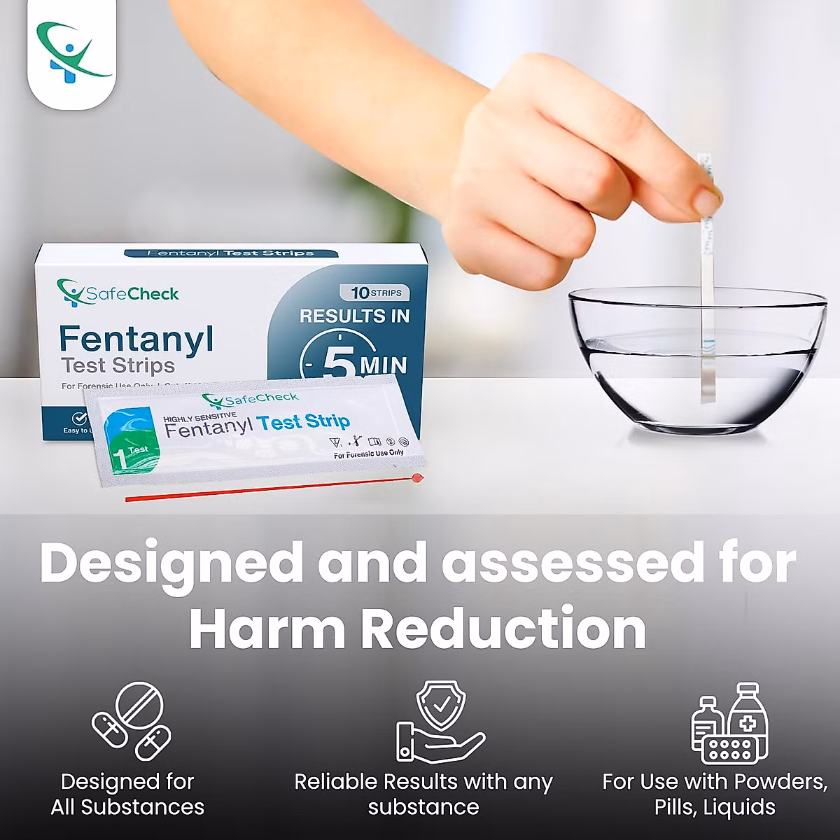 Fentanyl Test Strips 10 Pack | SafeCheck Ultra Sensitive Fentanyl Test Strips for Testing Drugs | Fentanyl Testing Strips for Pills, Powders | Fentanyl Test Kit | 10ng/mL Cutoff