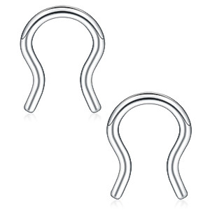 Ruifan 316L Surgical Steel U-Shaped & Horseshoe Nose Septum Hanger Retainer Nose Hoop Cartilage Tragus Rings 14g 6PCS - Silver