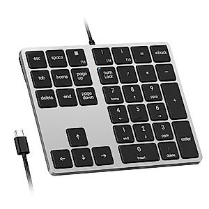 Kisnt Wired USB-C Number Pad, Slim Type-C Numpad 34 Key Numeric Keypad Portable 10 Key USB Keypad for Laptop, Apple Mac iMac MacBook Pro/Air, Windows PC