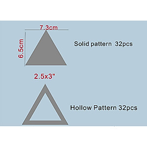 64pcs/ Set Triangles Wall Decor Sticker Solid Hollow Tribal Triangles Pattern Stickers Vinyl Kids Room Bedroom Wall Decal AM162 (Gray)