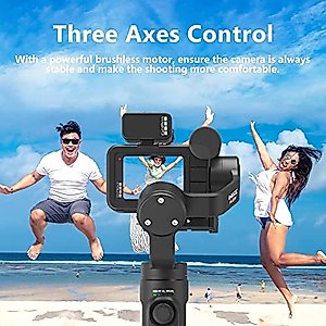 INKEE Falcon Plus Action Camera Gimbal Stabilizer Compatible with GoPro Hero 12/11/10/9/8/7/6/5, OSMO Action,Insta360,Support GoPro Media Mod 9H Battery Life, with Tripod and Extension Rod Kits