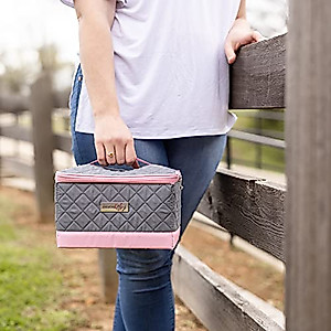 Everything Mary Collapsible Sewing Kit Organizer Box, Pink & Grey - Supplies Storage Basket for Supplies and Accessories - Organization for Thread, Needles, Notions & Scissors - Portable Craft Caddy