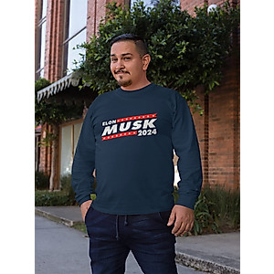 Absurd Ink Elon Musk 2024 - Long Sleeve Tee (as1, Alpha, x_l, Regular, Regular, XL) Navy