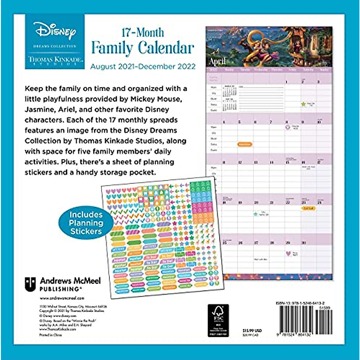 Disney Dreams Collection by Thomas Kinkade Studios: 17-Month 2021–2022 Family Wall Calendar