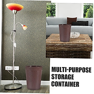 HOOTNEE Rattan-Like Trash Can Plastic Trash Bin Household Garbage Can Plastic Rubbish Can Garbage Container Simple Bathroom Trash Can Kitchen Trash Can Plastic Waste Bucket Home Trash Can