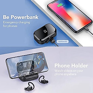 KT1 Ear Buds Wireless Earbuds V5.3 Bluetooth Earbuds 120Hrs Playtime, 4.7g Mini Size Painless Wear, IPX7 Waterproof, Deep Bass 2.0, Over-Ear Earbuds Wireless Bluetooth Headphones for Sport Running