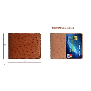Rodomus Men's Genuine Ostrich Skin Leather Wallet - RFID blocking Brown