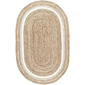 nuLOOM Rikki Coastal Braided Jute Area Rug, Oval 4x6, Off-white