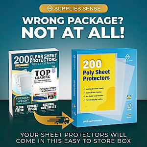 Sheet Protectors for 3 Ring Binder - 200 Premium Clear Plastic Page Protectors for 3 Ring Binder - Sleeves 8.5 x 11 for Paper & Documents