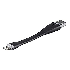 Monoprice Short Length Apple MFi Certified Lightning to USB Charge & Sync Cable - 0.4 Feet (4.25in) Black Compatible With iPhone X 8 8 Plus 7 7 Plus 6s 6 SE 5s, iPad, Pro, Air 2