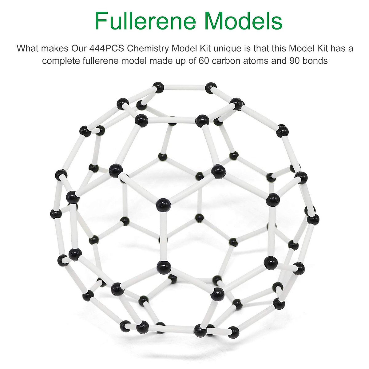 RELIANCER Molecular Model Kit,444PCS Organic Molecular Chemistry Set w/C60,Atoms,Bonds,Molecular Structures Building Kit for Chemistry Learning,STEM Science Kits for Teachers,Students,Young Scientists