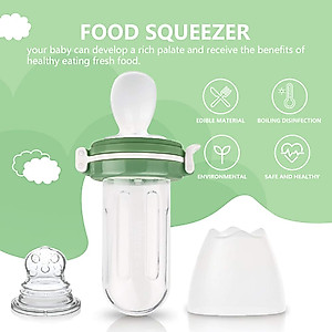 KidsMe 2-in-1 Silicone Baby Squeeze Bottle with Spoon -BPA Free Baby Food Bottle Squeeze Feeder Baby Feeding Supplies Pacifier for Toddlers Infants Babies 4 + Months
