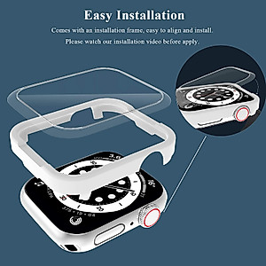 [2 Pack] Tempered Glass Screen Protector 40mm Compatible for Apple Watch Series 6/5/4/ SE 3, EWUONU Full Coverage Waterproof 3D Curved Edge Anti-Scratch Bubble Free HD Clear Screen Film for iWatch Accessories(40mm)