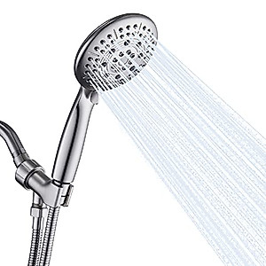 High Pressure 5 Setting Handhled Shower Head with Hose and Adjustable Bracket, Brushed Nickel